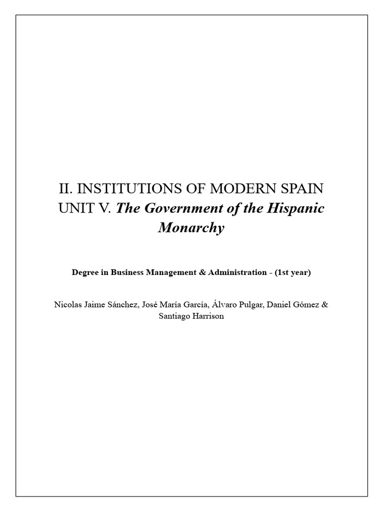 The Government of the Hispanic Monarchy (1) | PDF | Spain | Francisco ...