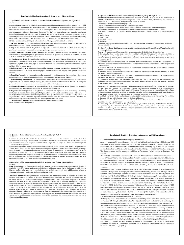 Bangladesh Studies _ Question and Answer PART - 1-Merged - Converted ... Bangladesh Studies _ Question and Answer PART - 1-Merged - Converted ...