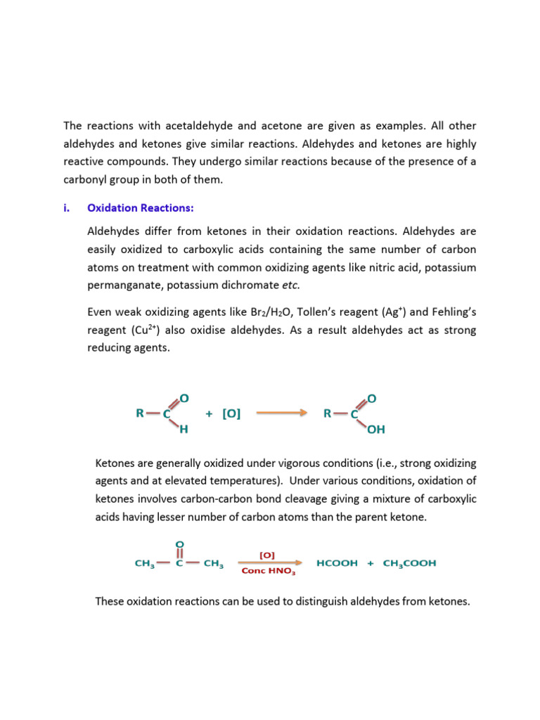 Module - 2 - Chemical Properties of Carbonyl Compound (Oxidation and ...