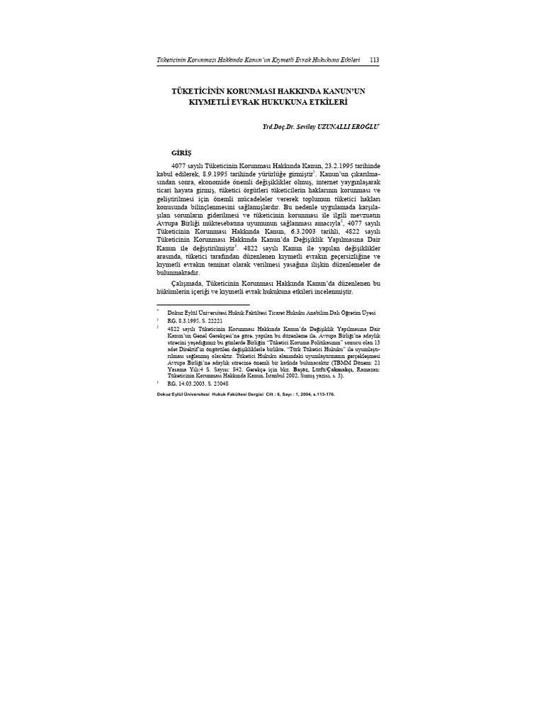 T - Keticinin Korunmas - Hakk - Nda Kanun - Un K - Ymetli Evrak Hukukuna Etkileri (#587561 ...