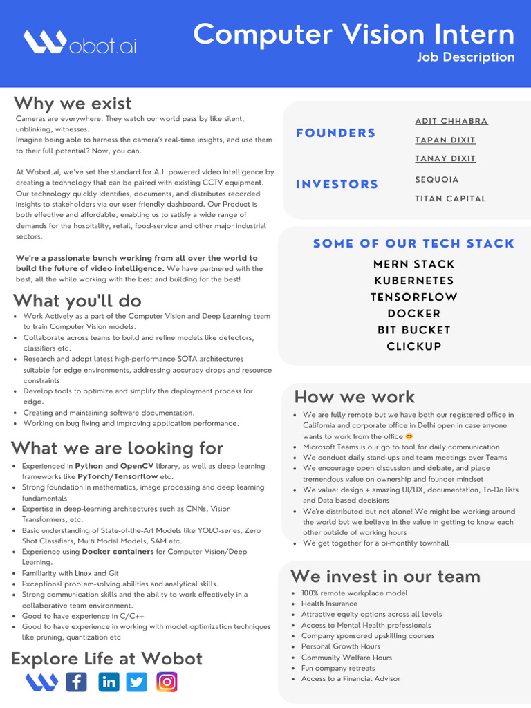 JD - Intern - Computer Vision | PDF | Deep Learning | Computer Vision