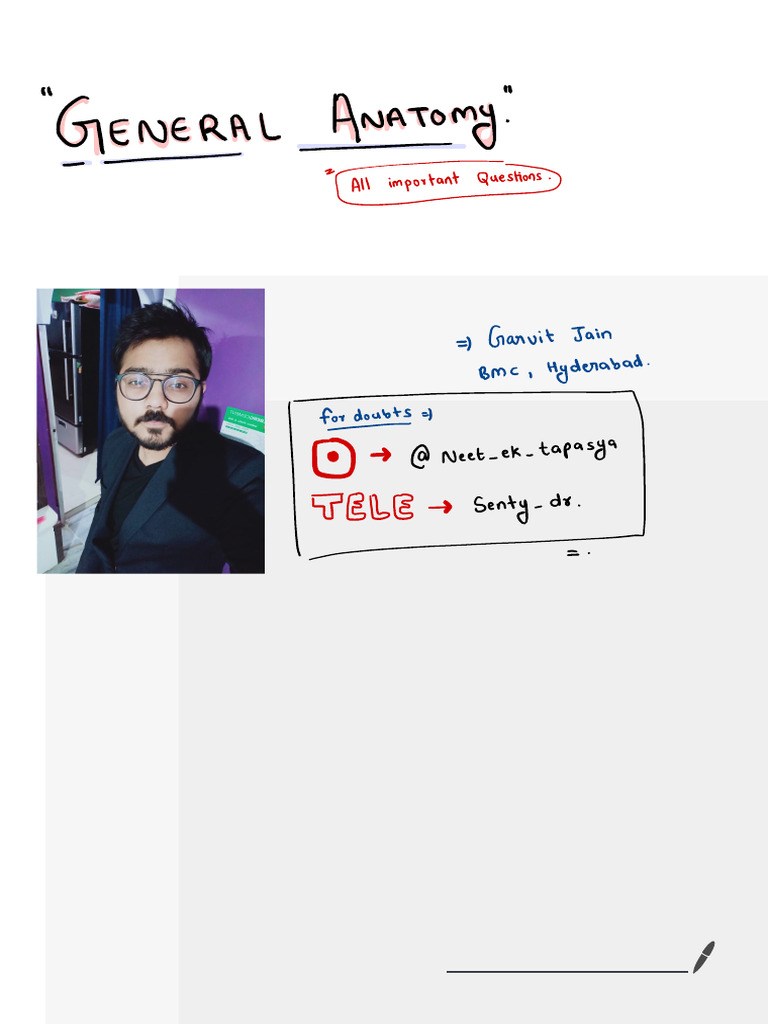 General Anatomy ! Garvit Jain Notes. | PDF | Bone | Anatomy