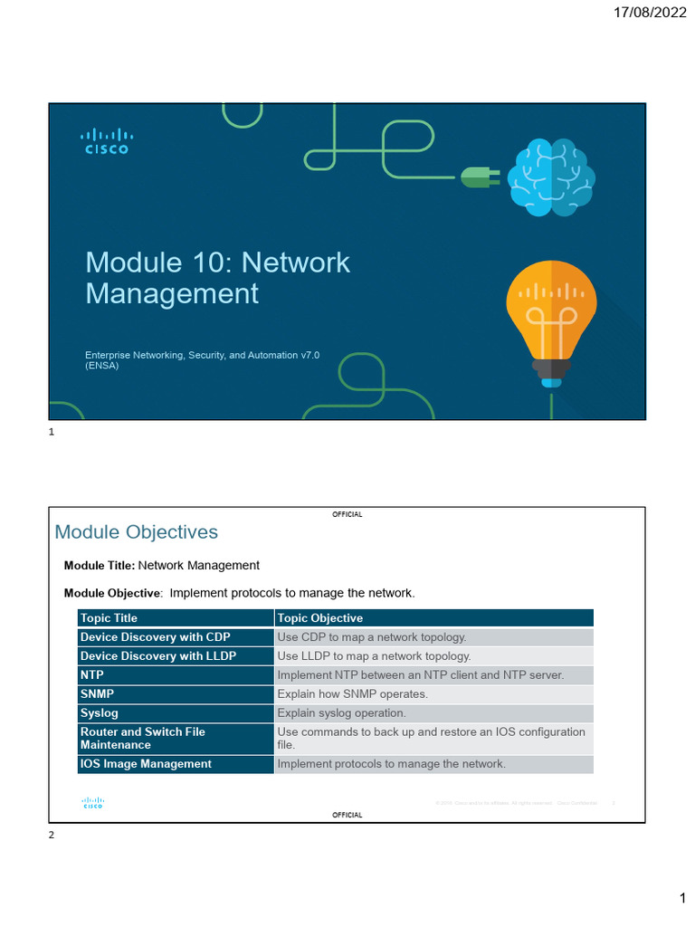 ENSA Module 10 Net Management | PDF | Computer Network | Network Switch