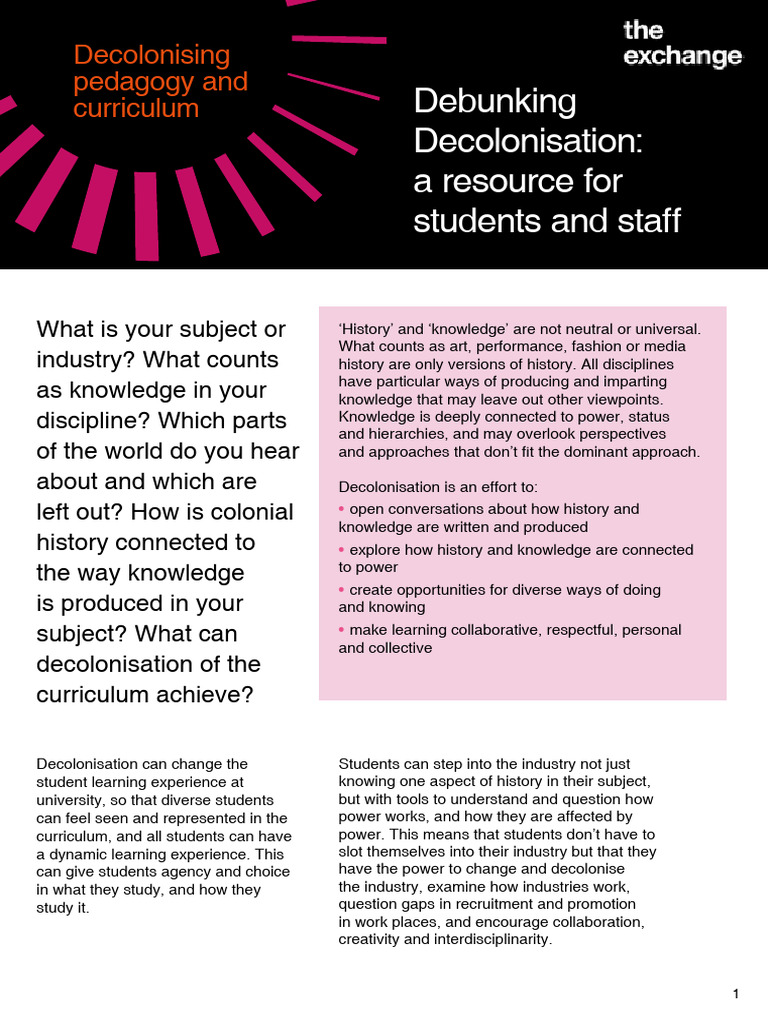 Debunking Decolonisation PDF 128KB | PDF | Learning | Curriculum