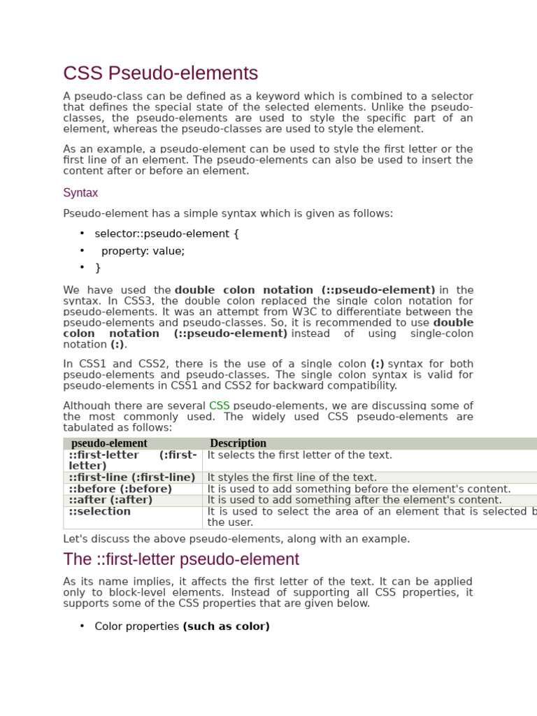CSS PseudoElement | PDF | Computer Programming | Computing CSS PseudoElement | PDF | Computer Programming | Computing