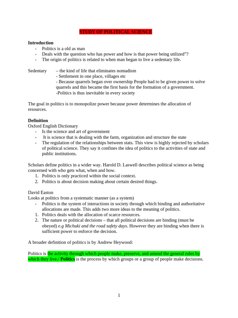 Pol 111 Complete Notes | PDF | Governance | Tyrant