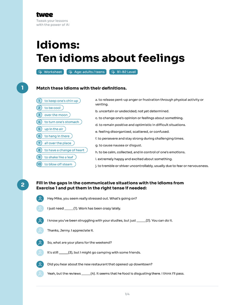 Idioms About Feelings | PDF | Feeling | Psychology
