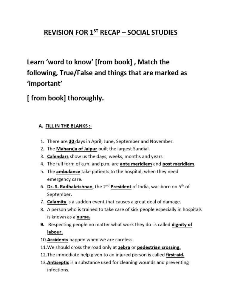 SST 1ST RECAP REVISION | PDF | Traffic Light