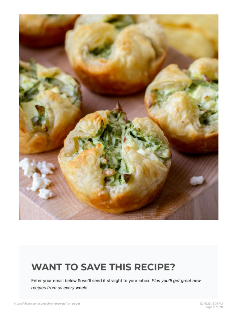 Easy Spinach Puffs | PDF | Teaspoon | Foods