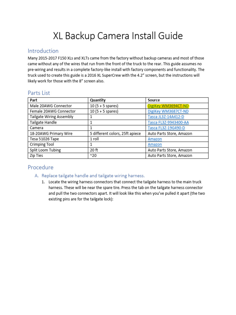 The Ultimate XL Backup Camera Install Guide | PDF | Electrical Connector | Manufactured Goods