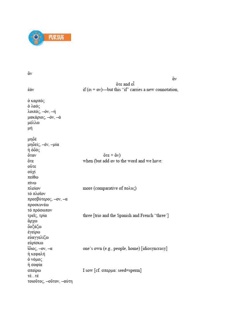 Pursue NT Greek 12 Perfect Active Passive Indicative | PDF | Perfect ...