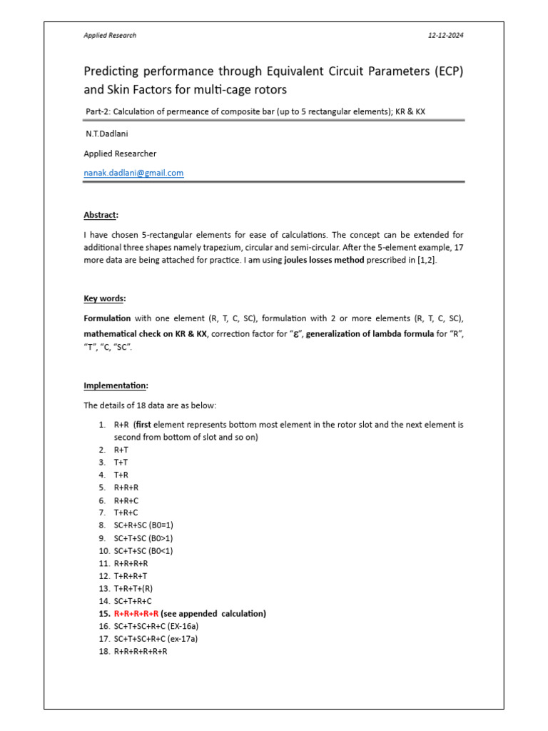 Predicting Performance Through Equivalent Circuit Parameters and Skin Factors For Multi-Cage ...