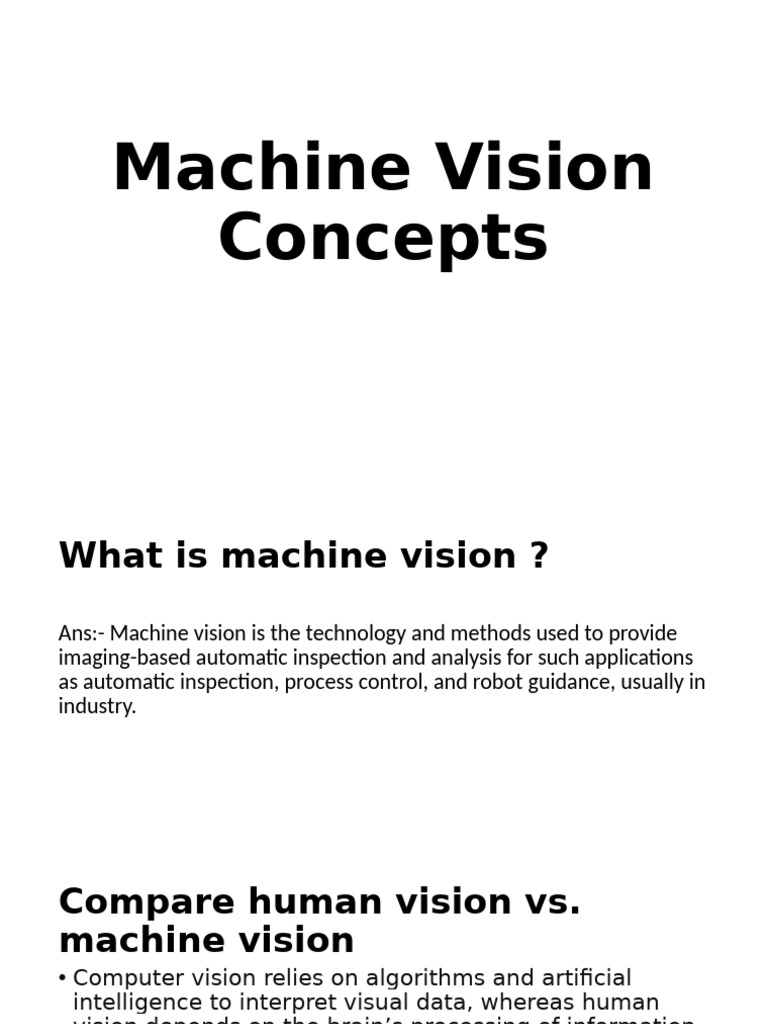 Machine Vision: Concepts & Comparison | PDF