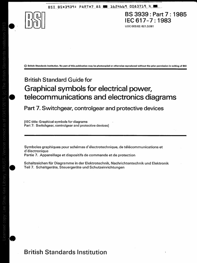 BS 3939-7-1985 Graphical Symbols For Electrical Power ...