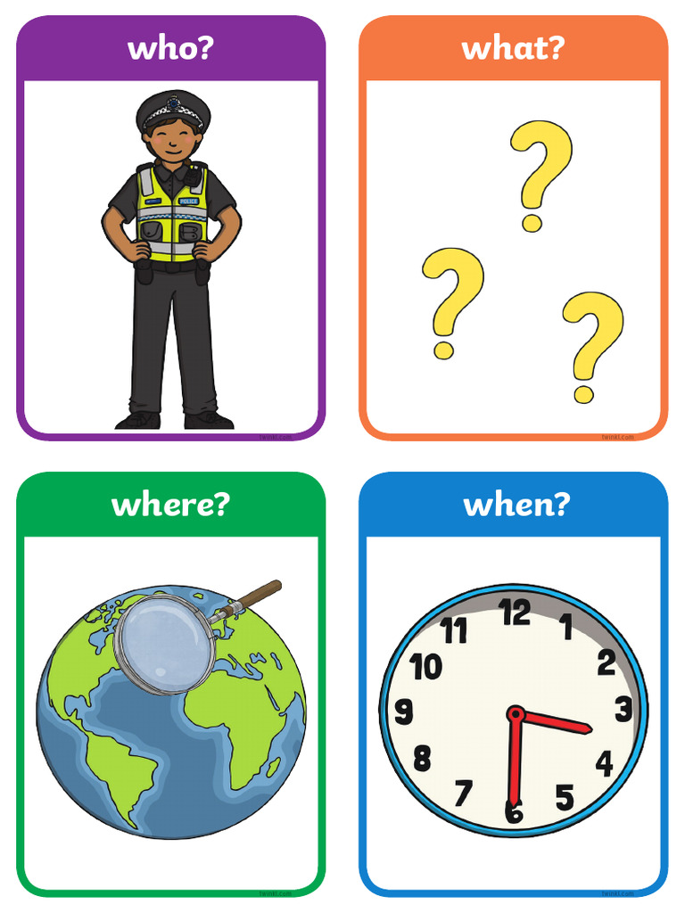 Who What Where When How Question Cards Speech Bubbles Ver 3 | PDF