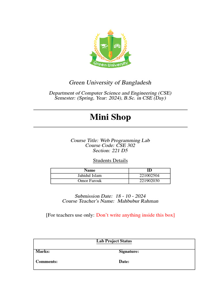 Mini Shop E-commerce Project Overview | PDF | Web Development | Computing