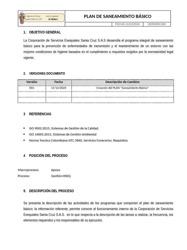 Plan de Saneamiento Basico | PDF | Residuos | Saneamiento