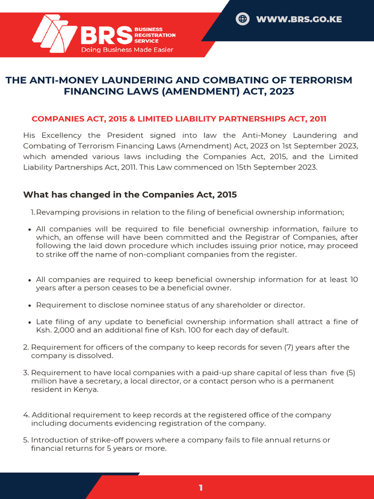 Summary of The Anti Money Laundering Comabting of Terrorism Financing ...