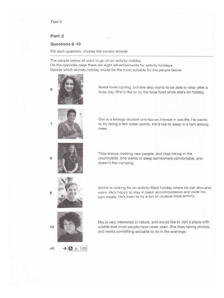 B1 Preliminary 2 - Test 3 - Reading Parts 2,3,4 | PDF