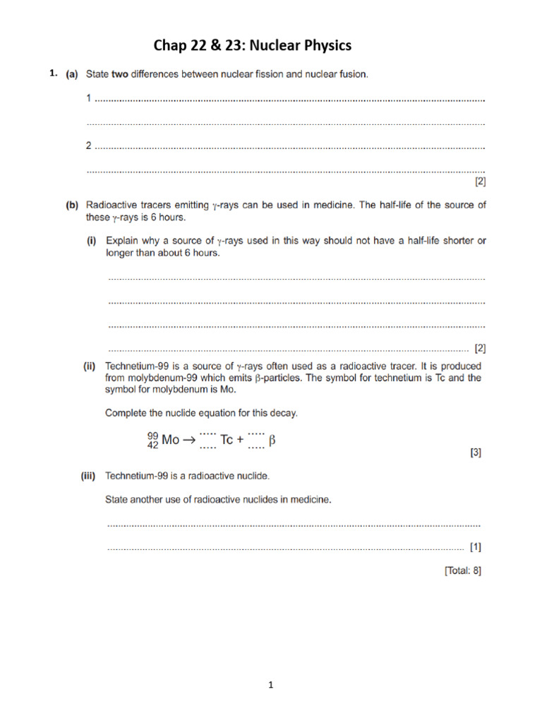 Chap 22 - 23 Practice Problems | PDF | Gamma Ray | Radioactive Decay