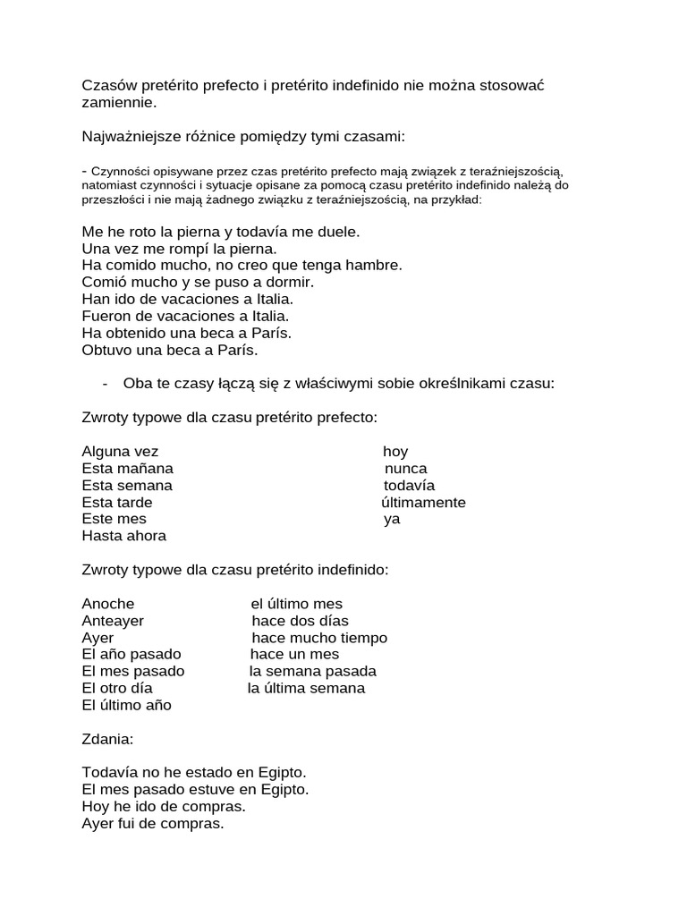 Pretérito Perfecto vs. Indefinido: Guía Completa | PDF