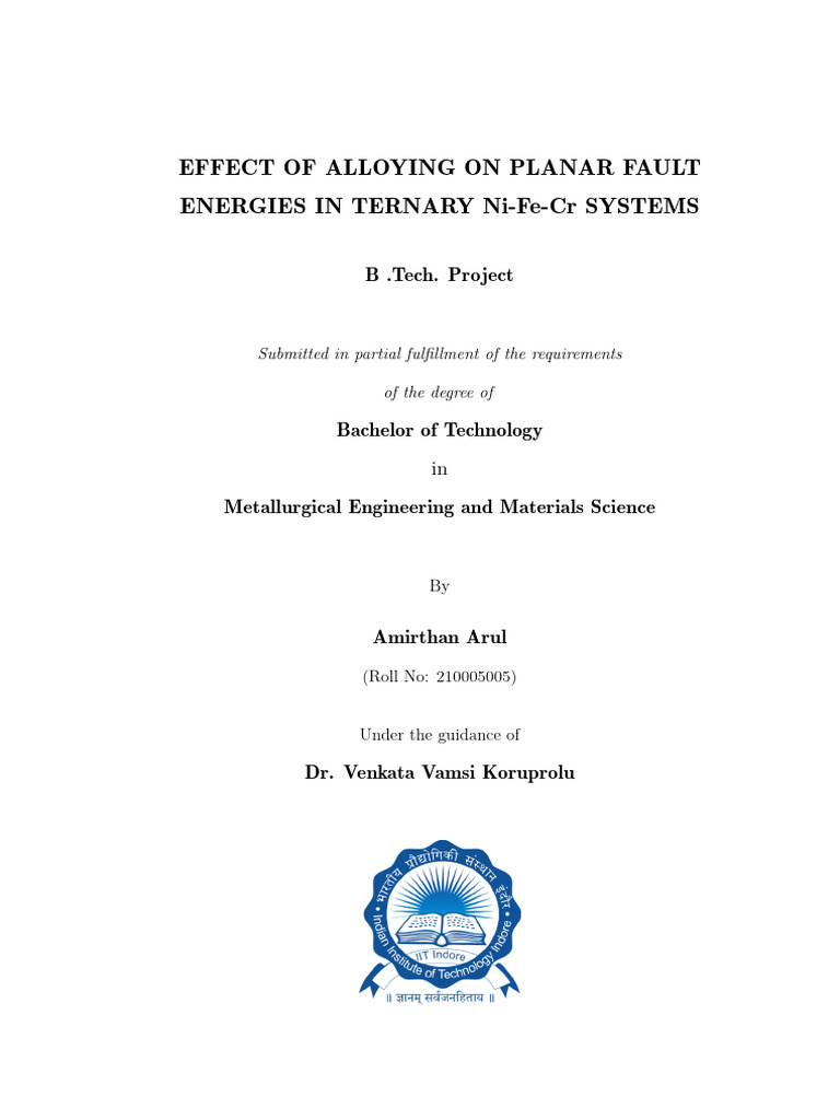 Amirthan_Arul_210005005-BTP_THESIS | PDF | Dislocation | Plasticity (Physics)