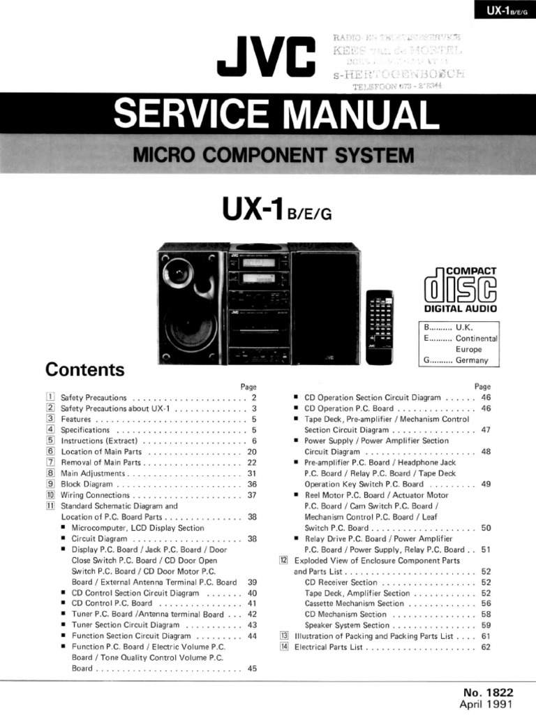 JVC UX-1 Service Manual Overview | PDF | Alternating Current | Mains ...