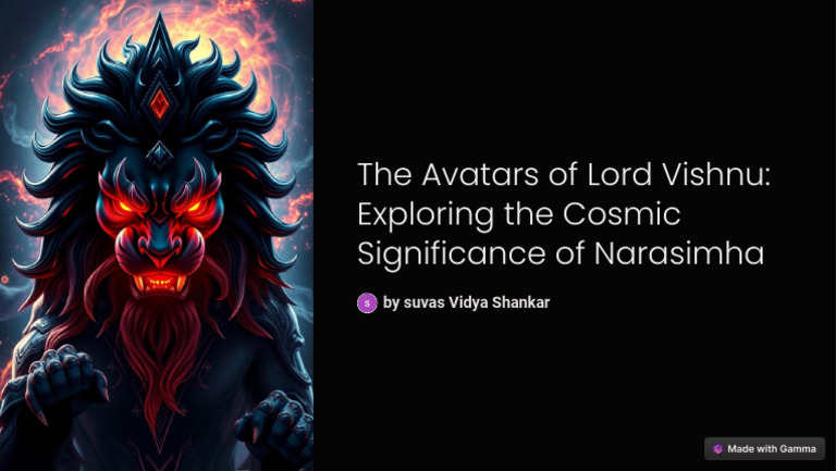 The Avatars of Lord Vishnu Exploring The Cosmic Significance of Narasimha | PDF