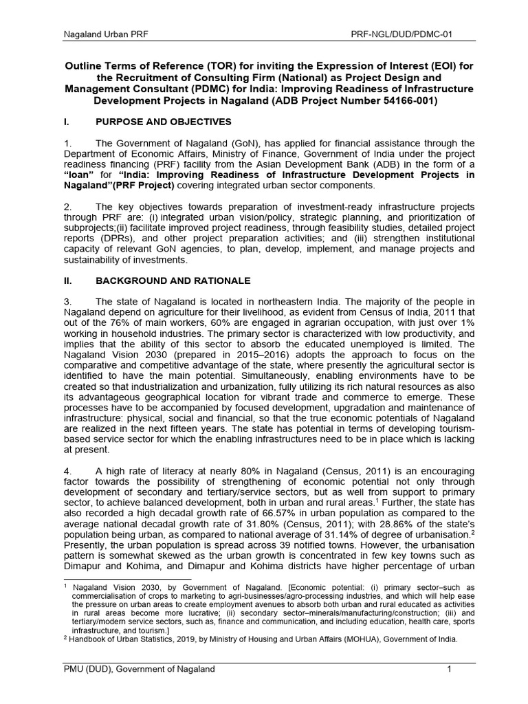 Nagaland Urban Infrastructure Development EOI | PDF | Infrastructure | Household