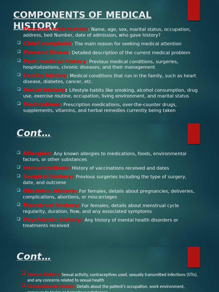 Key Components of Medical History | PDF | Health Sciences | Causes Of Death