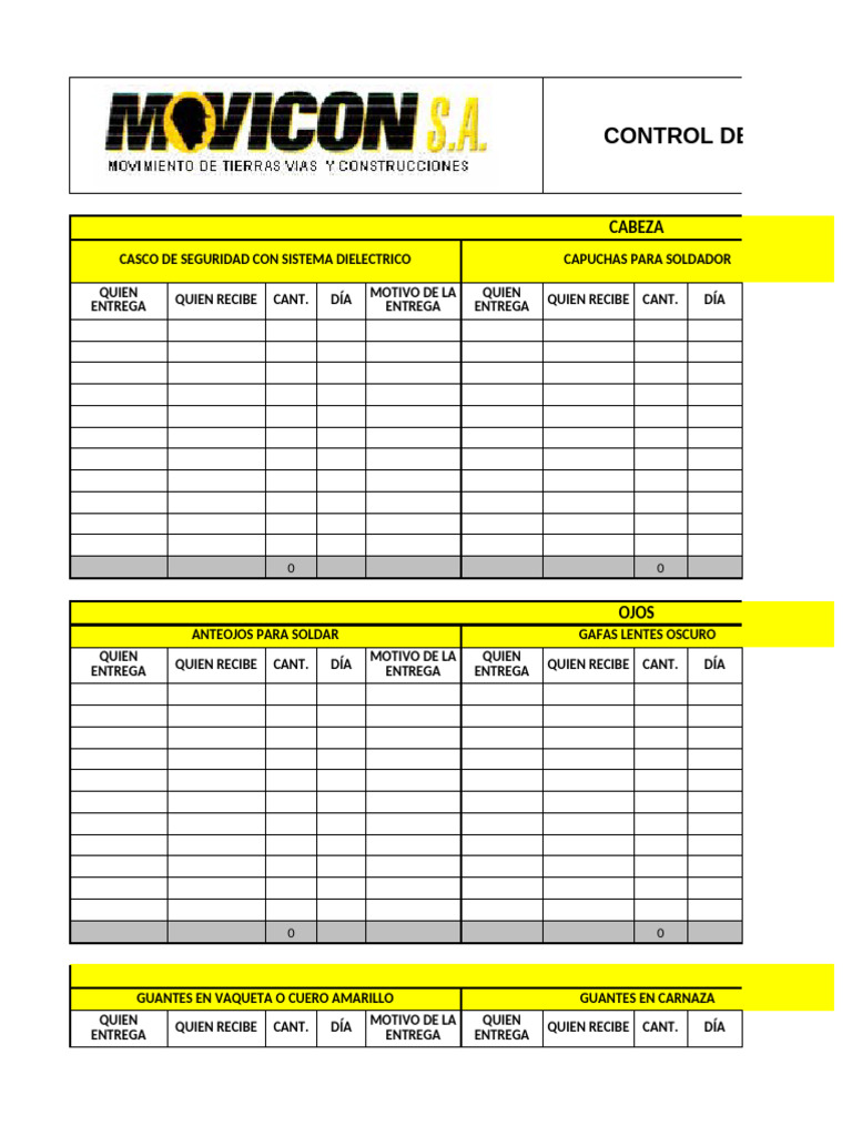 Control de Entrega de EPP para Soldadores | PDF | Lentes | Guante