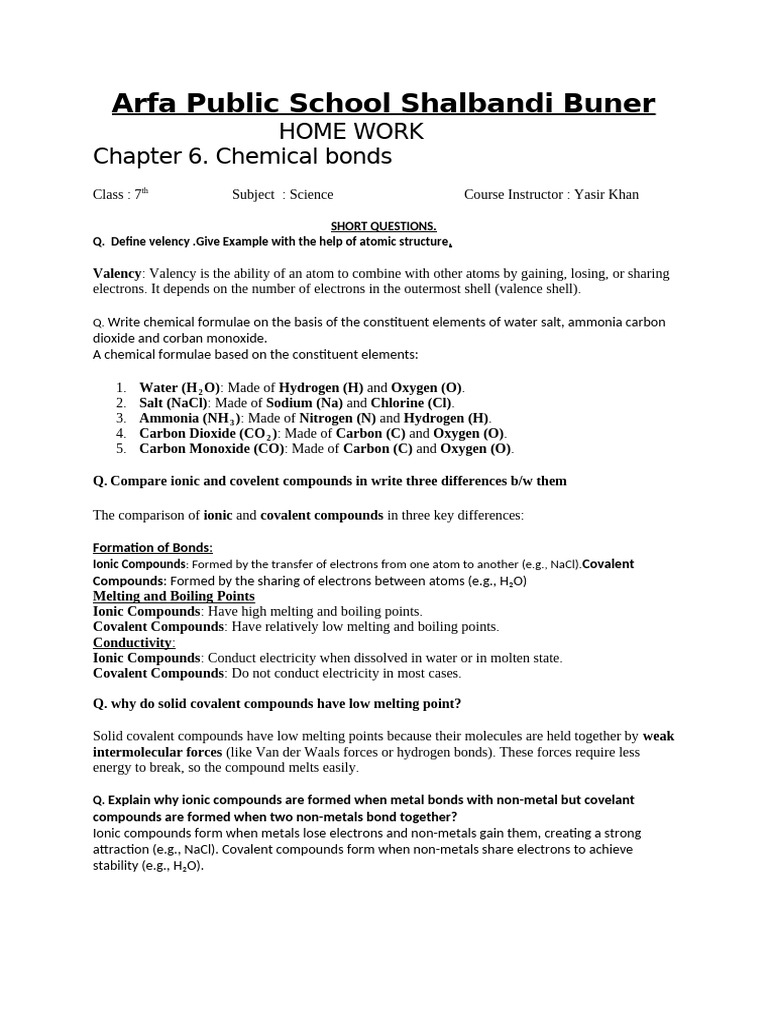 Chemical bonds (Chemistry) Grade 7 | PDF | Chemical Bond | Ion