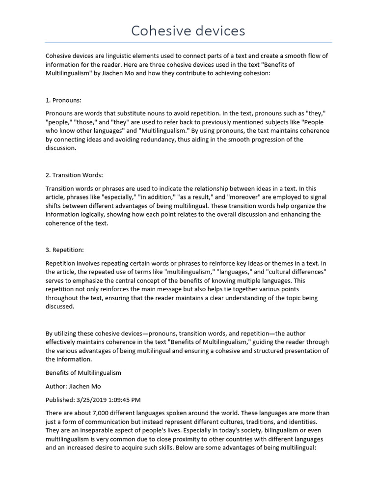 Cohesive Devices | PDF | Multilingualism | Word