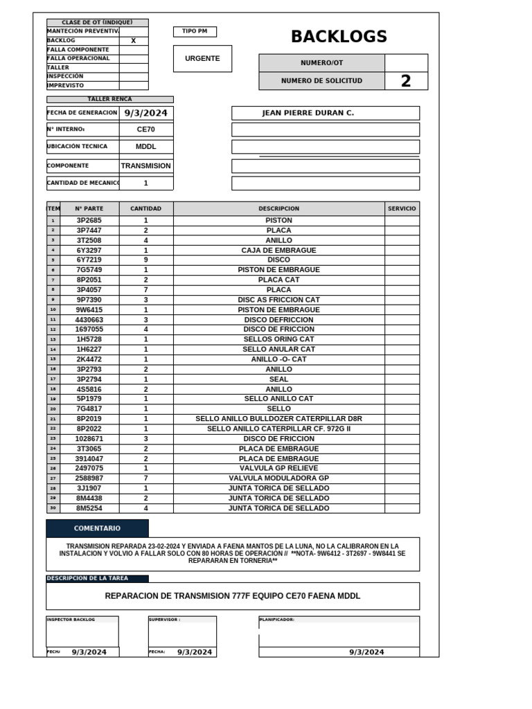 Backlog N°2 Transmision 777F | PDF | Embrague