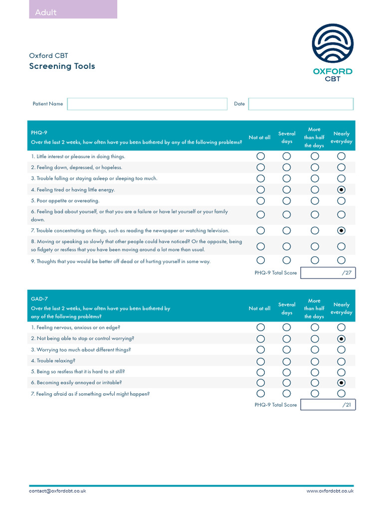 Adult-Screening-tools-MDA | PDF | Fear | Phobia