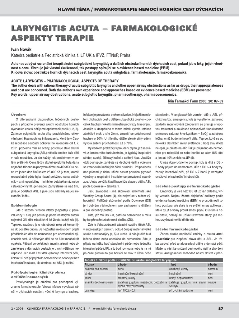 Laryngitis Acuta - Farmakologické Aspekty Terapie | PDF