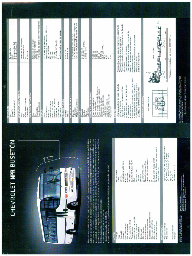 Ficha Técnica Chevrolet NPR Busetón | PDF