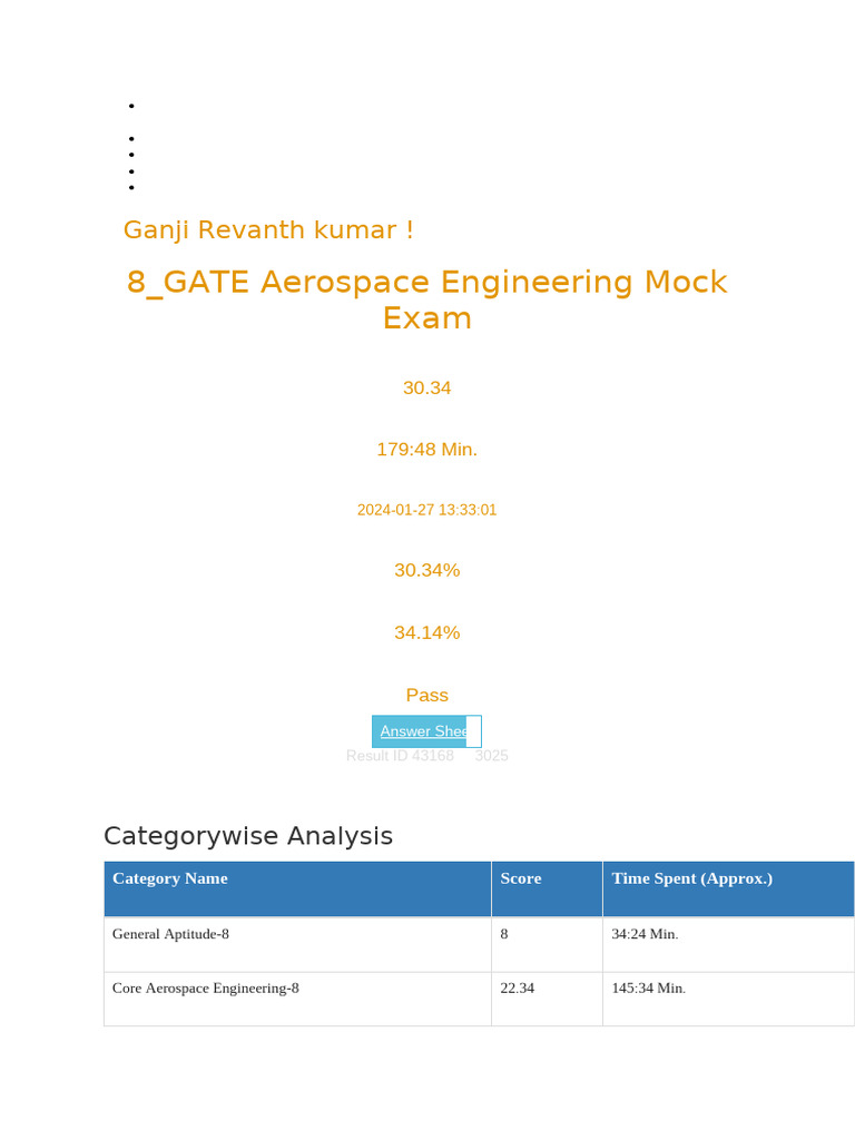 8_GATE Aerospace Engineering Mock Exam Results | PDF | Boundary Layer ...