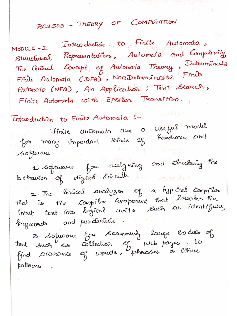 BCS503 Toc Module1 | PDF