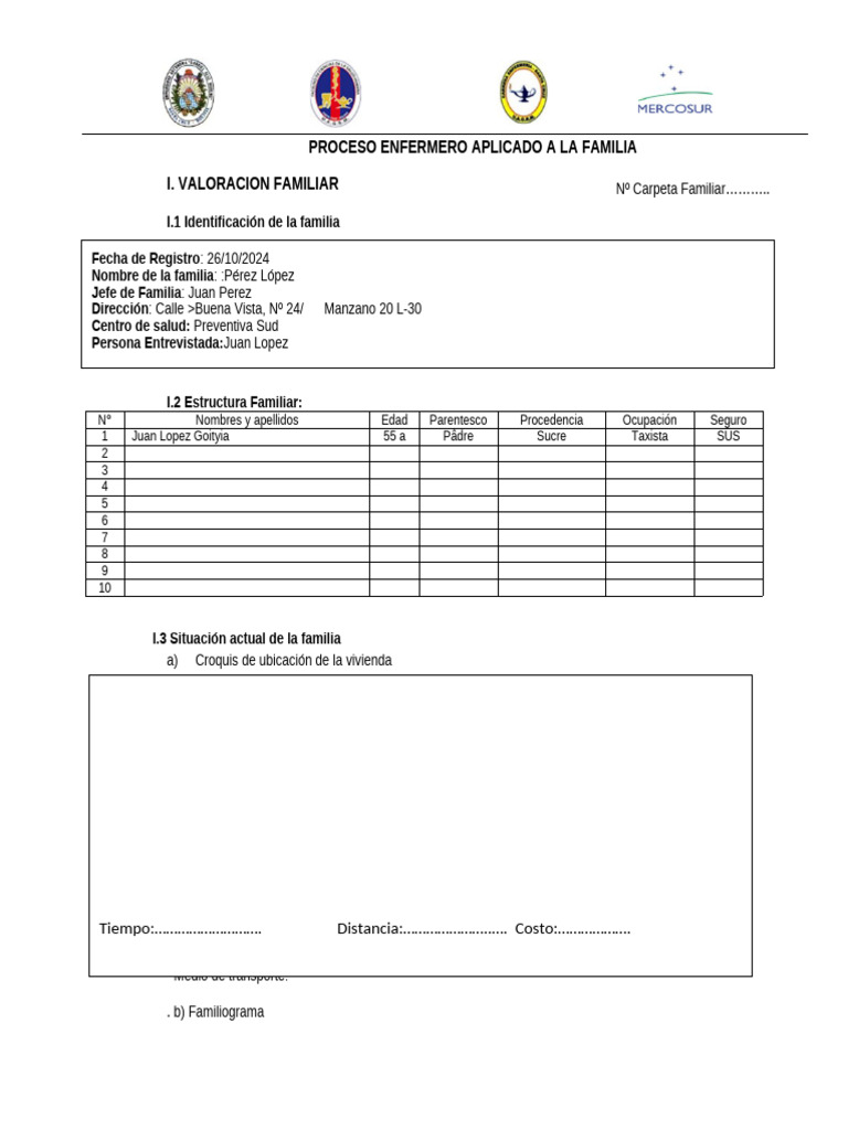 Formulario de Valoracion Familiar 2024 | PDF | Alimentos | Nutrición