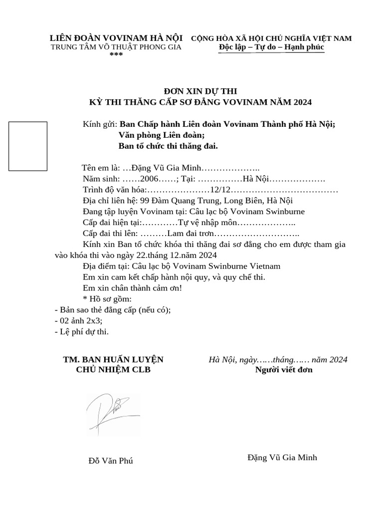 Don Xin Du Thi Thang Dai 2024 | PDF