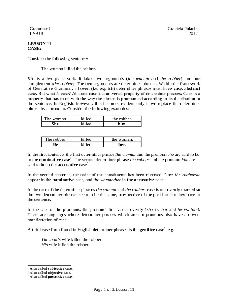 11 Case | PDF | Grammatical Gender | Grammatical Number