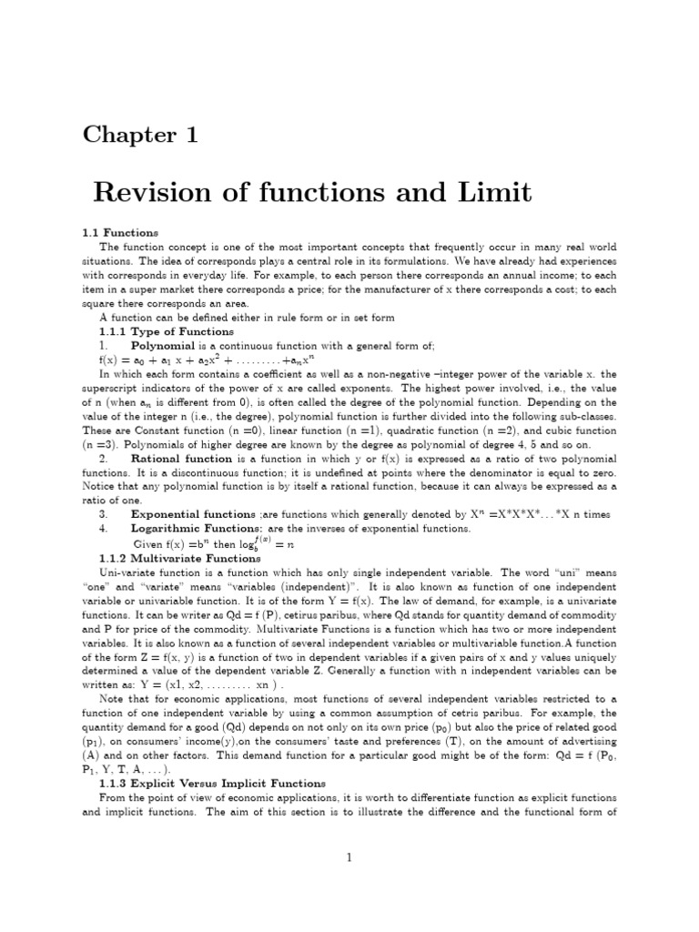 CH-1&2 of Calculus For Economists | PDF | Monotonic Function | Polynomial