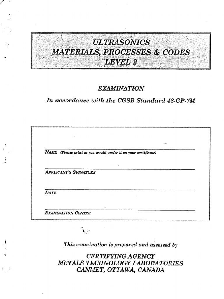 CGSB UT2 Exam Materials, Processes & Codes II | PDF