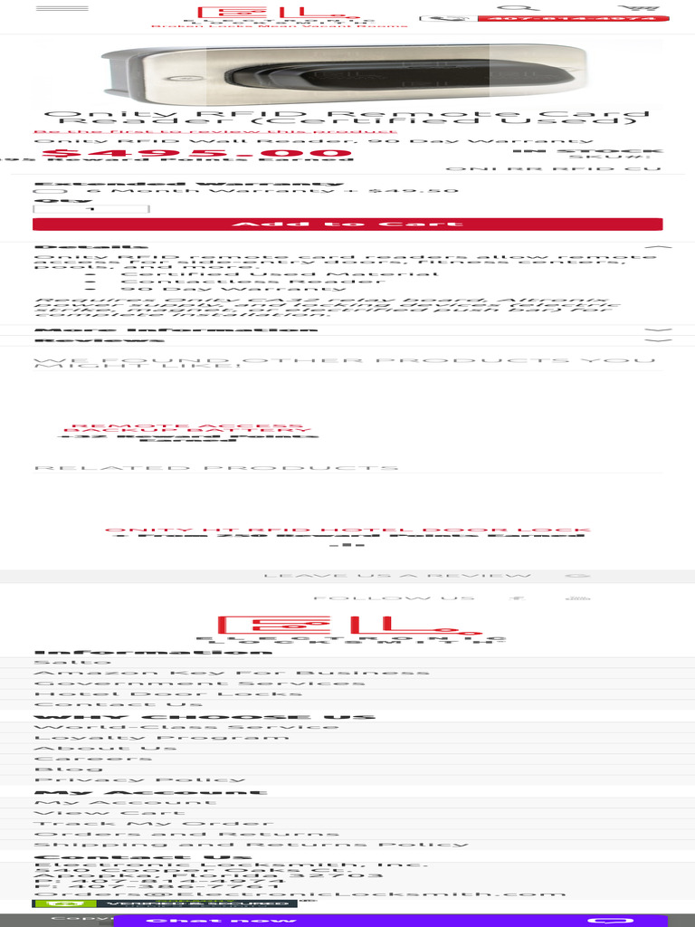 Onity RFID Remote Card Reader (Certified Used) 2 | PDF