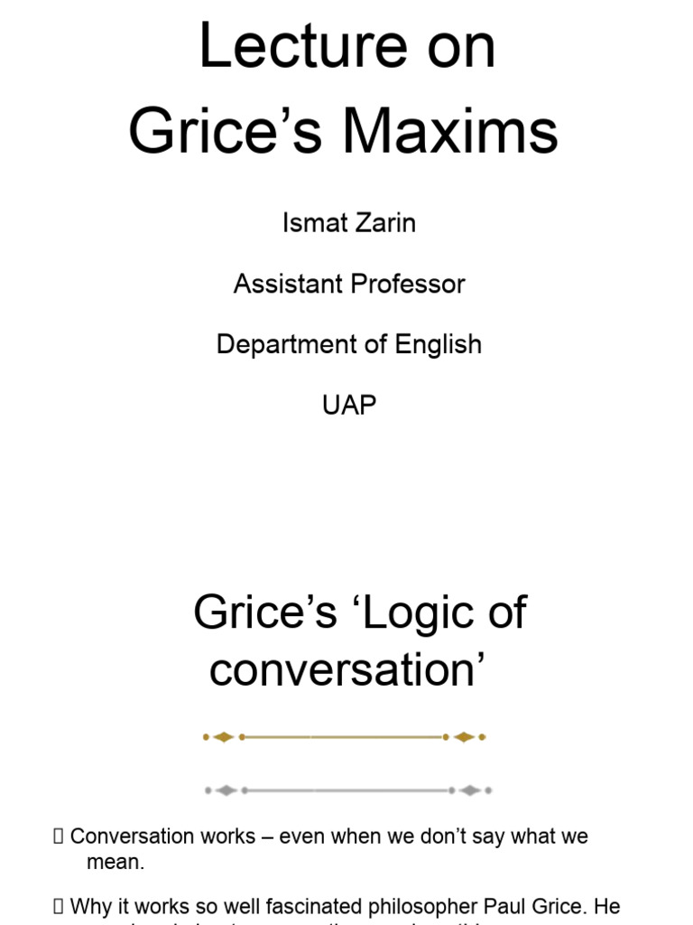 Lecture - IZ On Grice's Maxims | PDF