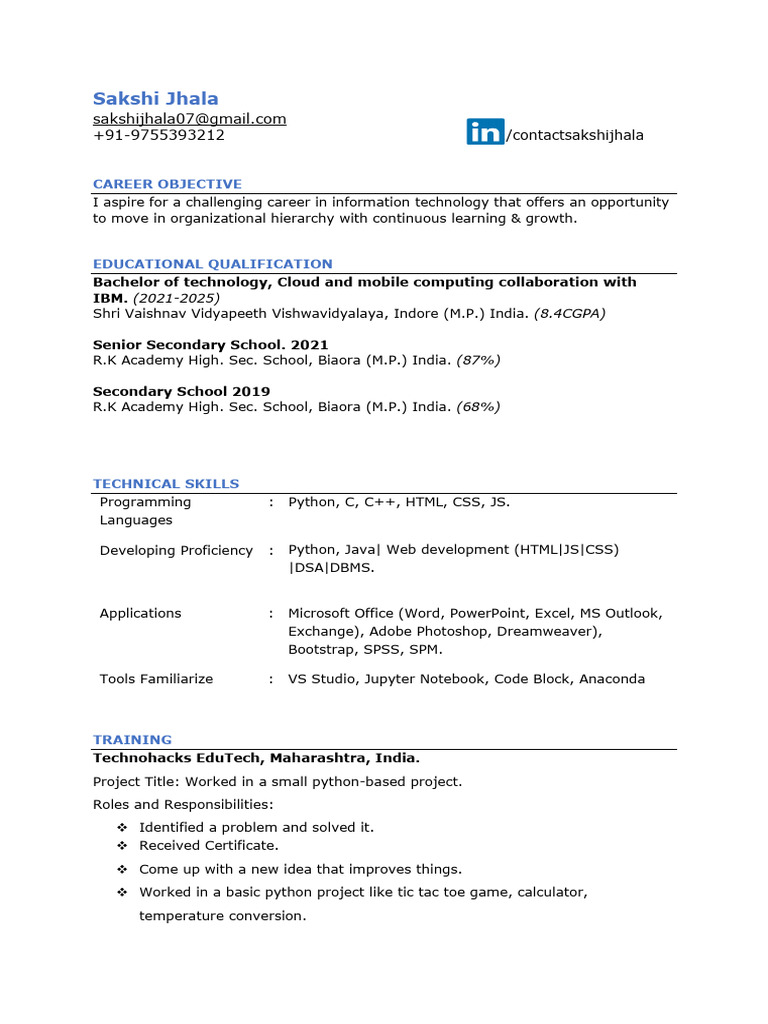 Updatedresume Sakshi | PDF | Computing | Software Engineering