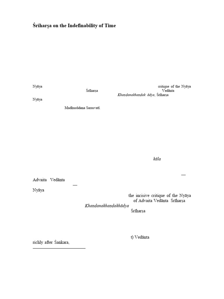 Srihara On The Indefinability of Time I | PDF | Advaita Vedanta | Ātman ...