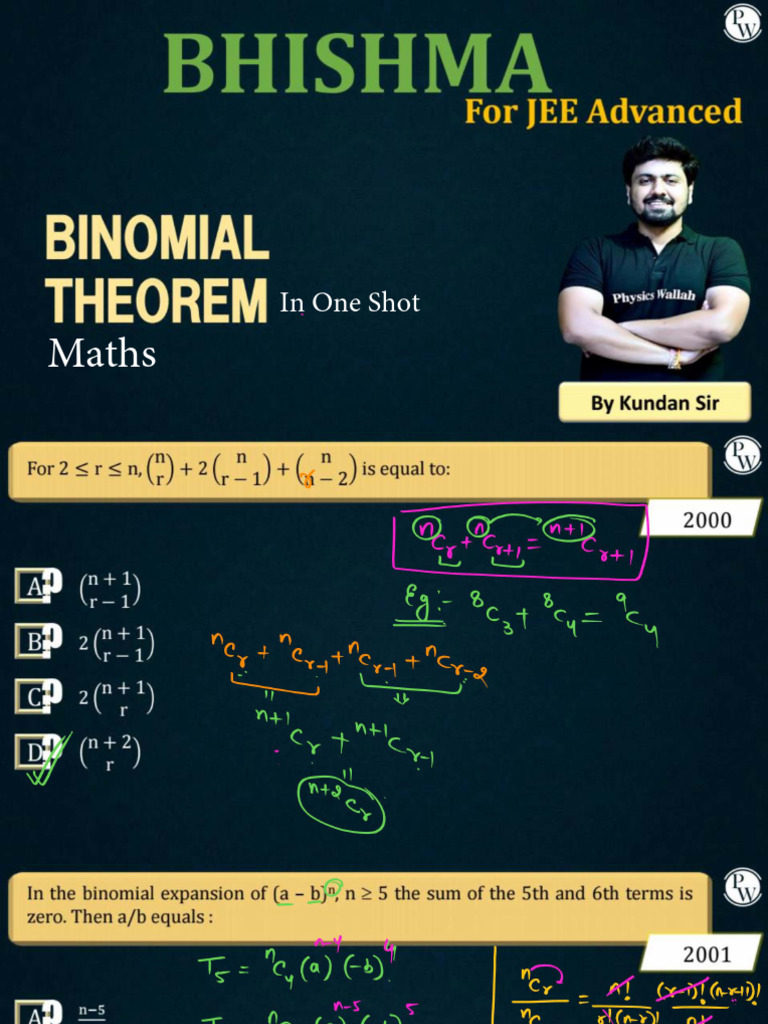 Binomial Theorem _ Class Notes __ Bhishma JEE Advanced 2023 | PDF