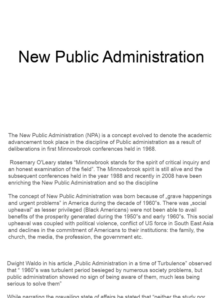 New Public Administration | PDF | Public Administration | Leadership